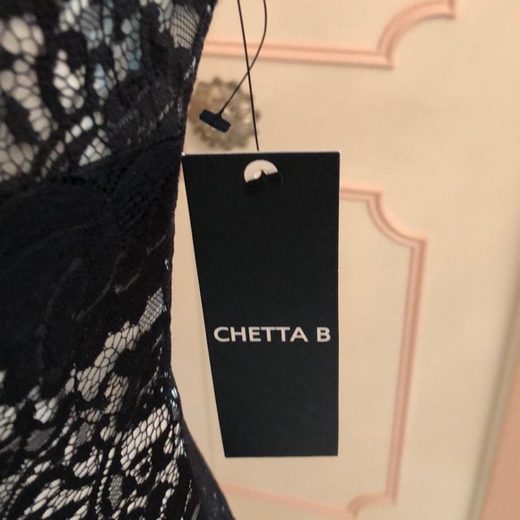 Chetta B | Dresses | Chetta B Ivory Sheath W Black Lace Detail | Poshmark